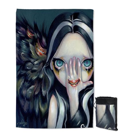 Buy Scary Gothic Art Speak No Evil Yokai Demon Girl Quick Dry Beach