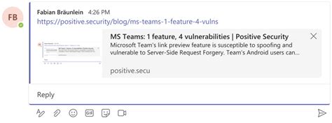 MS Teams 1 Feature 4 Vulnerabilities Positive Security