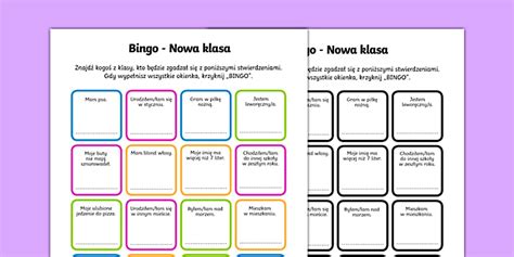 Bingo Nowa Klasa Po Polsku Teacher Made Twinkl