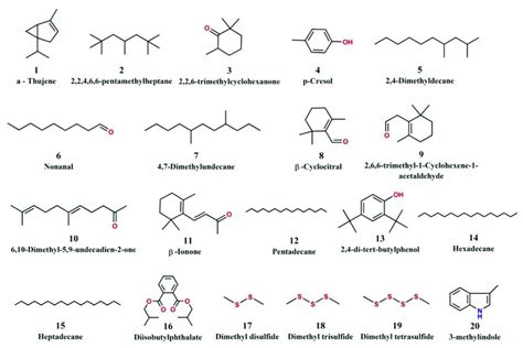 Chemical Structures Of The Volatile Compounds Identified Download