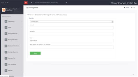 Complete Institute Management System In Php Mysql Campcodes