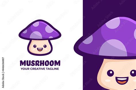 Cute Mushroom Mascot Logo Stock Vector Adobe Stock