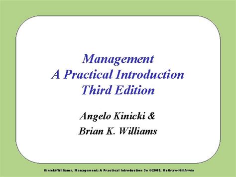 Management A Practical Introduction Third Edition Angelo Kinicki