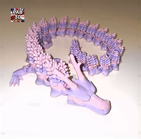 🐉 Articulated Flexi Dragon Lavender・ Stl File For 3d Printing・cults