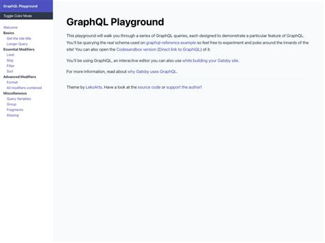 Gatsby Starter Graphql Playground By Lekoarts A Gatsby Template