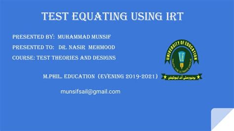 Test Equating Using Irt Final Pptx