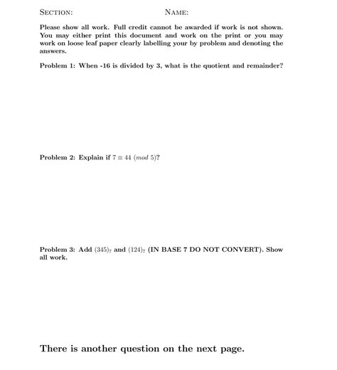 solved section name please show all work full credit
