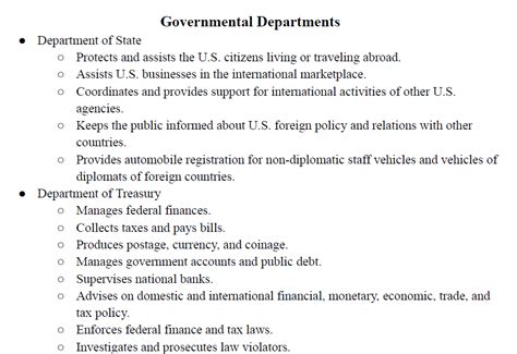 Governmental Departments Notes Made By Teachers