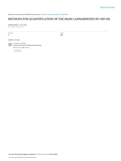 Methods For Quantification Of The Main Cannabinoids In Cbd Oil Pdf