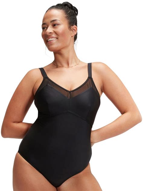 Speedo Shaping Mesh Detail One Piece Black Au