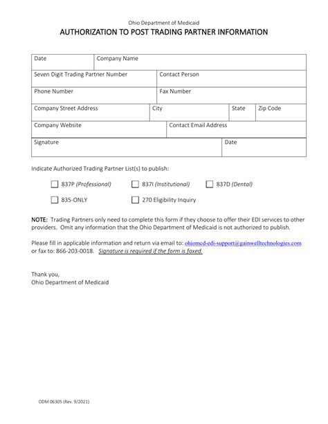 Form Odm06305 Download Fillable Pdf Or Fill Online Authorization To
