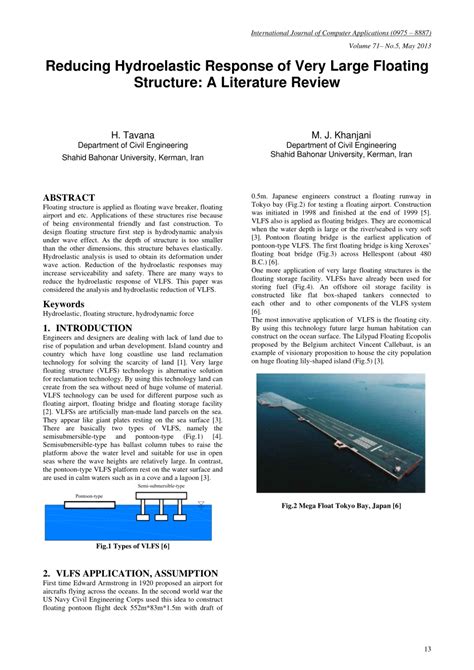 Pdf Reducing Hydroelastic Response Of Very Large Floating Structure A Literature Review