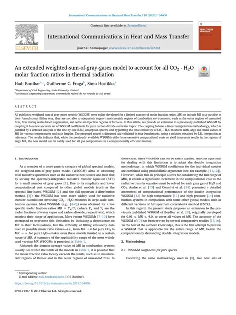 An Extended Weighted Sum Of Gray Gases Pdf Absorption Spectroscopy