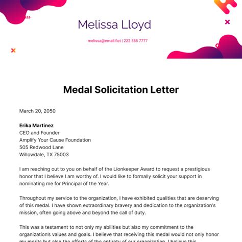 Free Medal Solicitation Letter Template To Edit Online