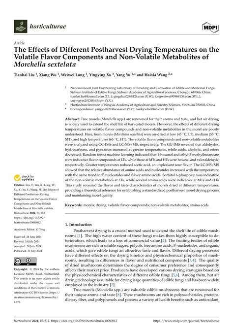 Pdf The Effects Of Different Postharvest Drying Temperatures On The