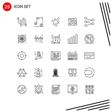 Group Of 25 Modern Lines Set For Halloween Science Down Figure Data Scince Editable Vector