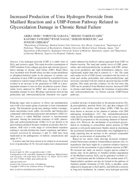 Pdf Increased Production Of Urea Hydrogen Peroxide From Maillard