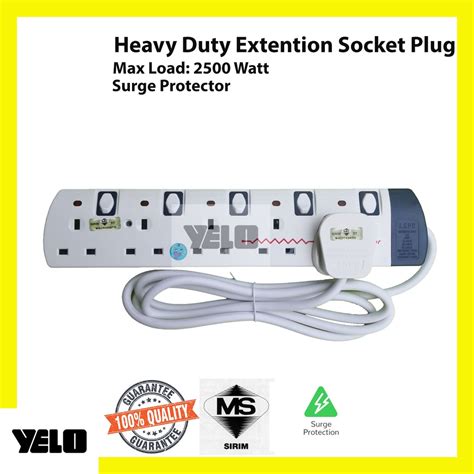 [sirim] 3 4 5 Way Extension Wire Trailing Socket Extension Plug 2500 Watt Shopee Malaysia