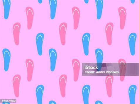 비치 플립 플롭 원활한 패턴 분홍색 배경에 여러 가지 색상의 플립 플롭 여름 시간 인쇄 배너 및 광고 제품을위한 디자인 벡터 일러스트 레이 션 귀여운에 대한 스톡 벡터 아트