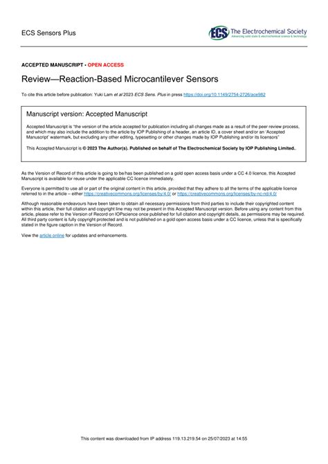 Pdf Review—reaction Based Microcantilever Sensors