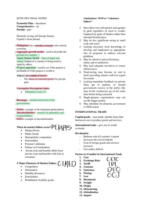 Econ Dev Final Note Economic Development Notes Econ Dev Final Notes Economic Plan Document