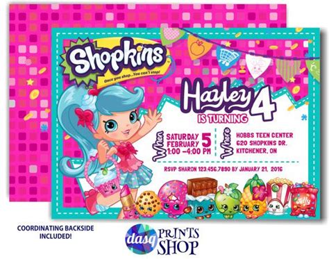 Shopkins Invitation Jessicake Shopkins Invite Shopkins Birthday