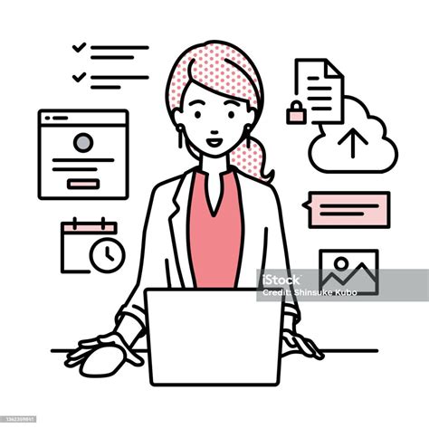 웹 사이트 탐색 클라우드에서 파일 연구 공유 프로젝트 예약 프로젝트 관리 작업 구성 책상에서 팀과 의사 소통을 위해 랩톱 컴퓨터를 사용하여 작업 재킷 스타일의 여성 경영자에
