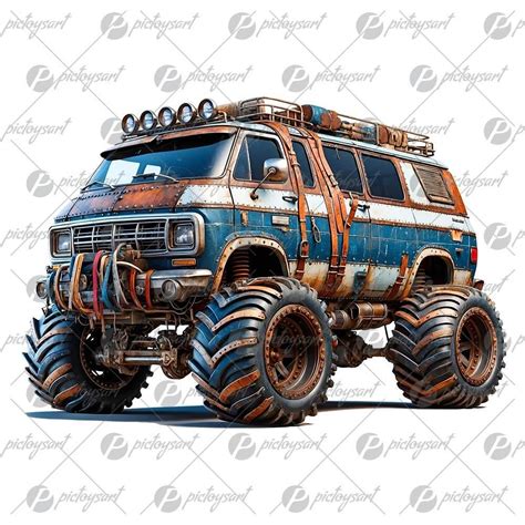 Minivan Monster Road Beast Big Wheels Classic Van Truck Power Over