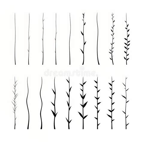 Minimalist Line Drawings Of Barb Set Natural Style With Deconstructed Minimalism Stock