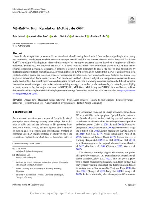 Pdf Ms Raft High Resolution Multi Scale Raft