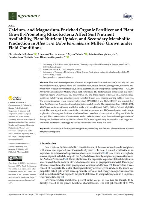 (PDF) Calcium- and Magnesium-Enriched Organic Fertilizer and Plant Growth-Promoting ...
