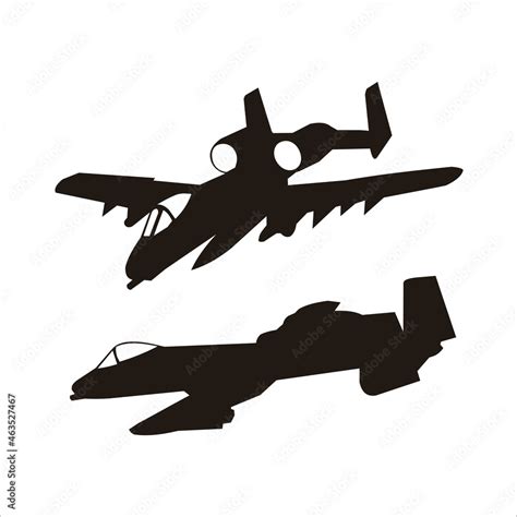 Vecteur Stock Thunderbolt A10 Warthog Jetfighter Silhouette Vector