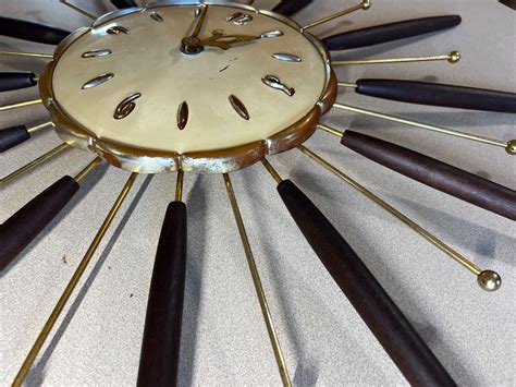 Vintage Mcm Circa 1960s Lux Starburst Atomic Wall Clock 28 4703622793