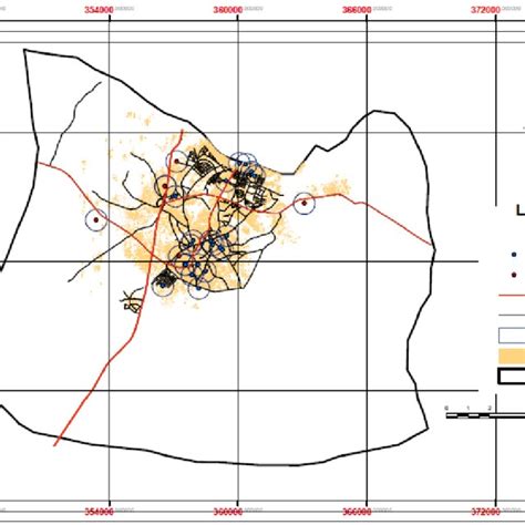 Spatial Suitability Depicted By Circular Buffers Source Gis Analysis Download Scientific Diagram
