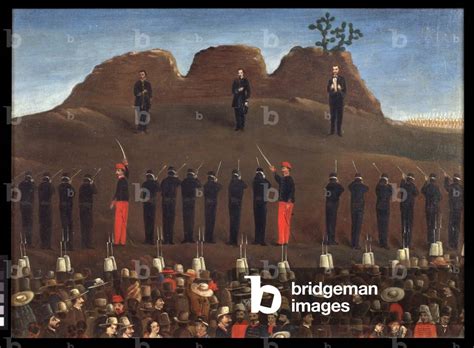 Image Of The Execution Of Maximilian After 1867 Oil On Canvas By Mexican School 19th Century