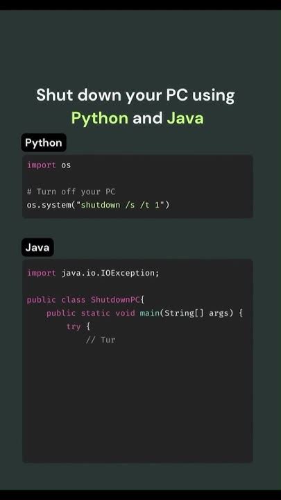 Shut Down Your Pc Using Python Vs Java Java Programming Python Java