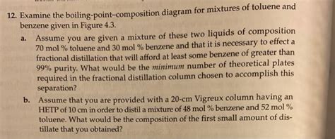 Solved 12 Examine The Boiling Point Composition Diagram For