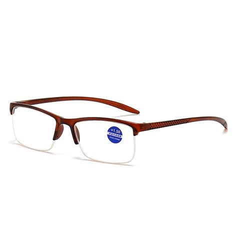 New 2024 Semi Rimless Reading Galsses For Old Man Or Woman Small Rectangle Anti Blue Presbyopic
