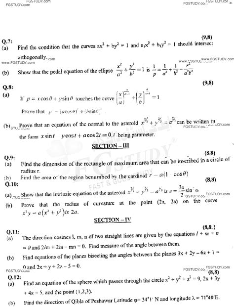 Bsc Part 1 Mathematics A Course 1 Calculus And Analytical Geometry Past