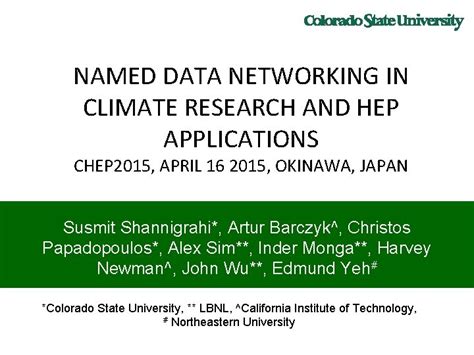 Named Data Networking In Climate Research And Hep