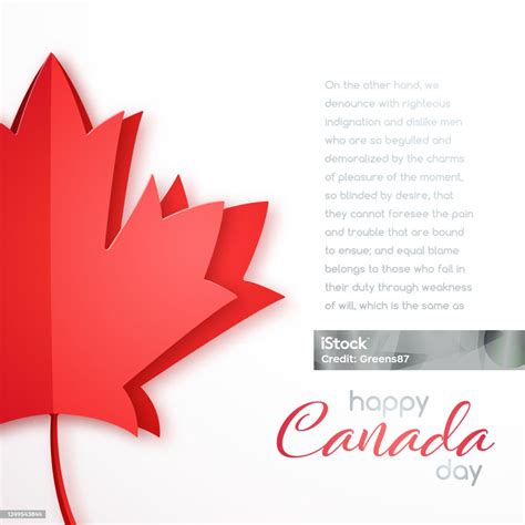 해피 캐나다의 날 인사말 카드 빨간 종이가 있는 우아한 템플릿은 포스터 전단지 초대장을 위해 단풍 나무 잎을 잘라냅니다 벡터 그림입니다 캐나다에 대한 스톡 벡터 아트 및