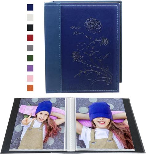 Luxuskollektion Einsteck Fotoalbum Fotoalbum 15x10 Cm 2 Stück Für 50 Bilder Ledereinband Blau