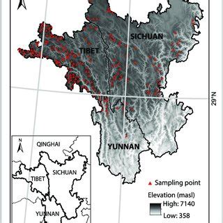 Geographic Distribution Of Alpine Vegetation Samples From The Hengduan