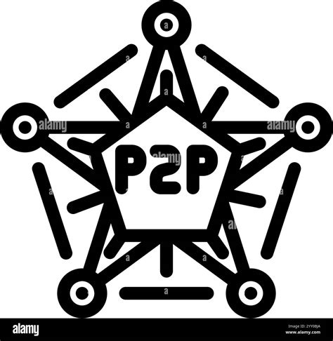 peer to peer nodes decentralized application line icon vector