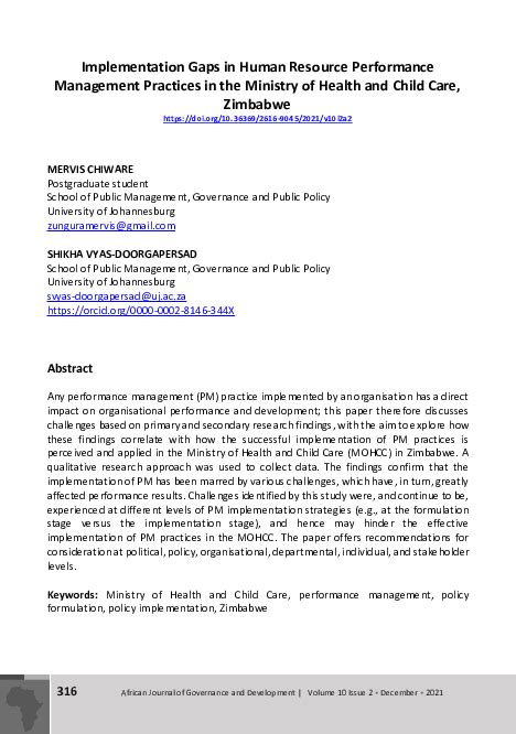 Pdf Implementation Gaps In Human Resource Performance Management