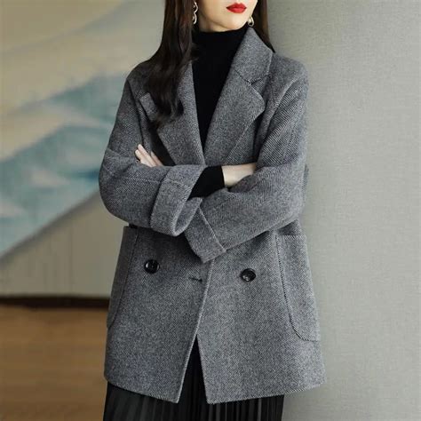 Unizera 여성 플립 칼라 더블 브레스트 단추 롱 모직 코트 다용도 겨울 패션 캐주얼 코트 2023 새로운 제품 핸드폰닷컴