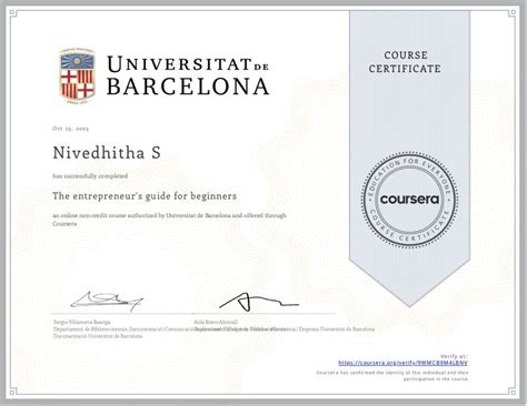 S Nivedhitha On Linkedin Universitydebarcelona Coursera