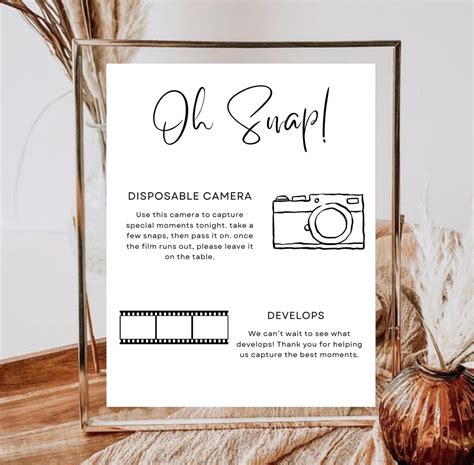 Disposable Camera Sign For Weddings Editable Digital Camera Sign