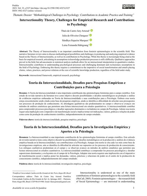 Pdf Intersectionality Theory Challenges For Empirical Research And