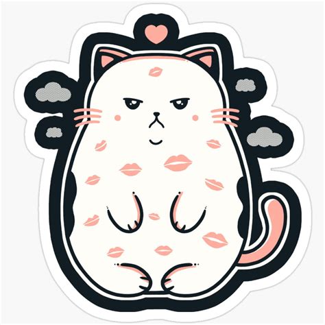 Love Cat Kisses Sticker Phone Decal Water Bottle Stickers Car Decals